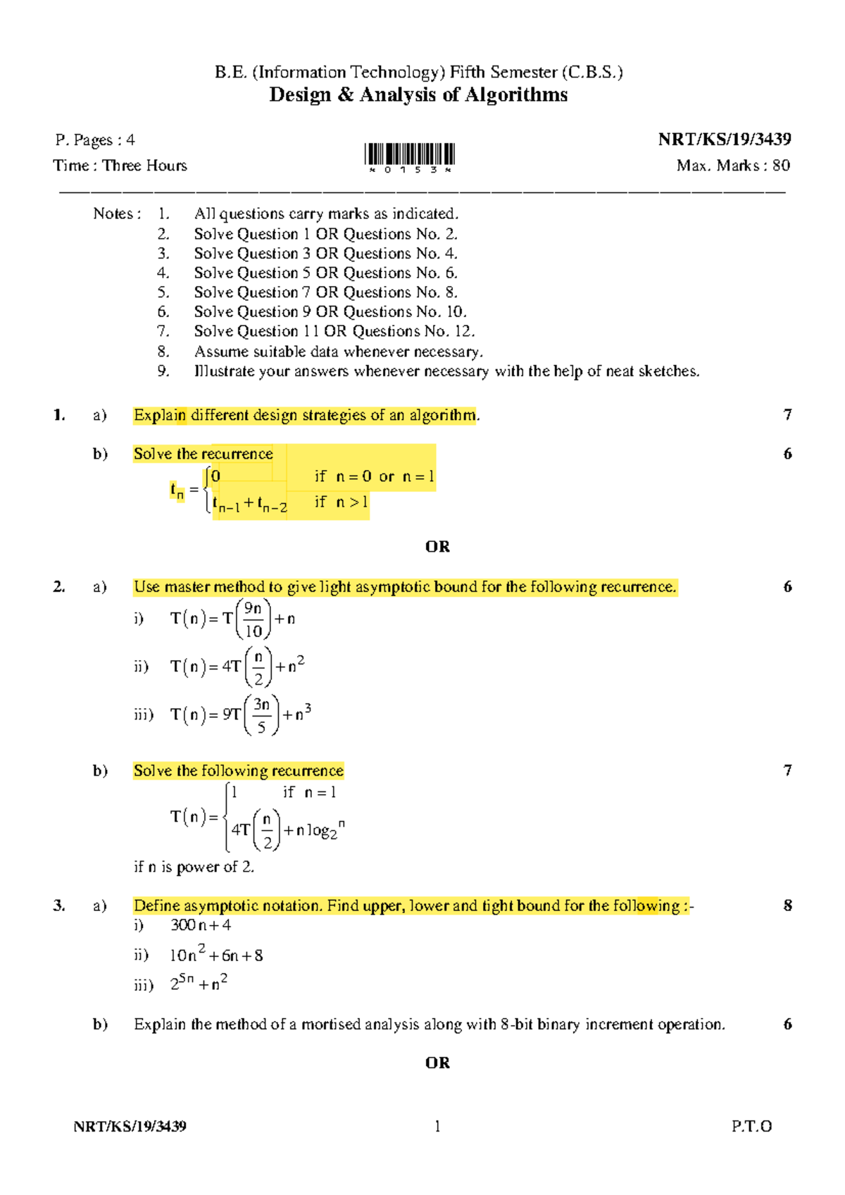 3439 - this is notes - NRT/KS/19/3439 1 P.T B. (Information Technology ...