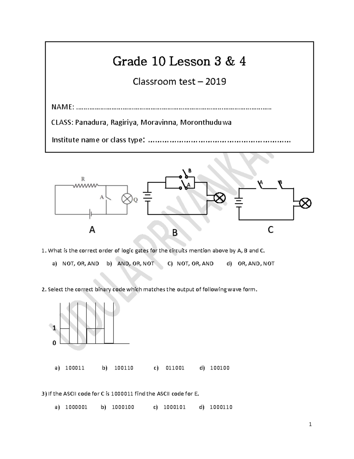 Paper lesson 3 and 4 - Copy - What is the correct order of logic gates ...