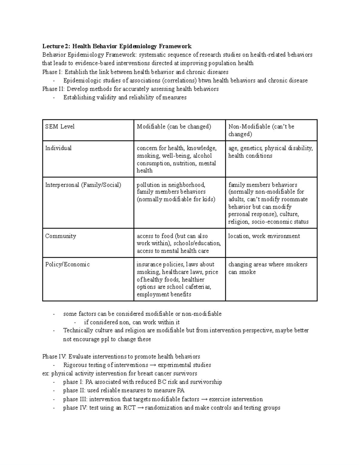 FMPH 110 Lec 1-5 - Lecture notes 1-5 - Lecture 2: Health Behavior ...