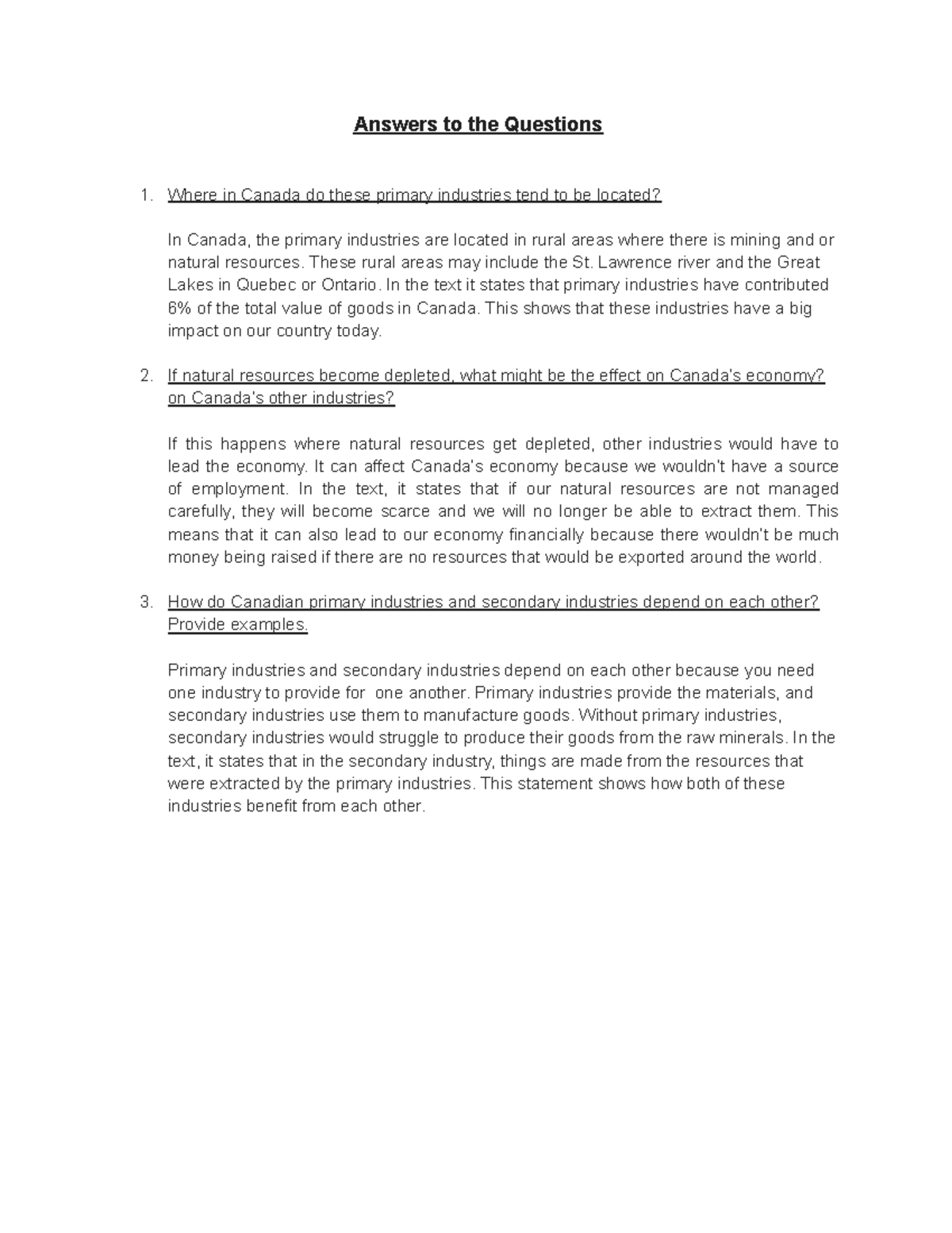 How Do The Industry Sectors Affect Canada's Economy - Answers to the ...