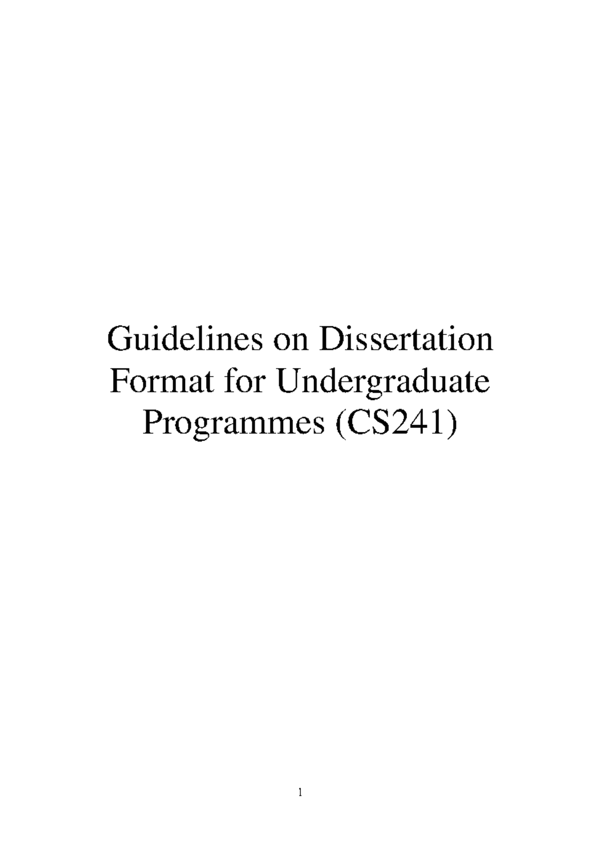 Guidelines on Dissertation Format for Undergraduate Programmes Student ...