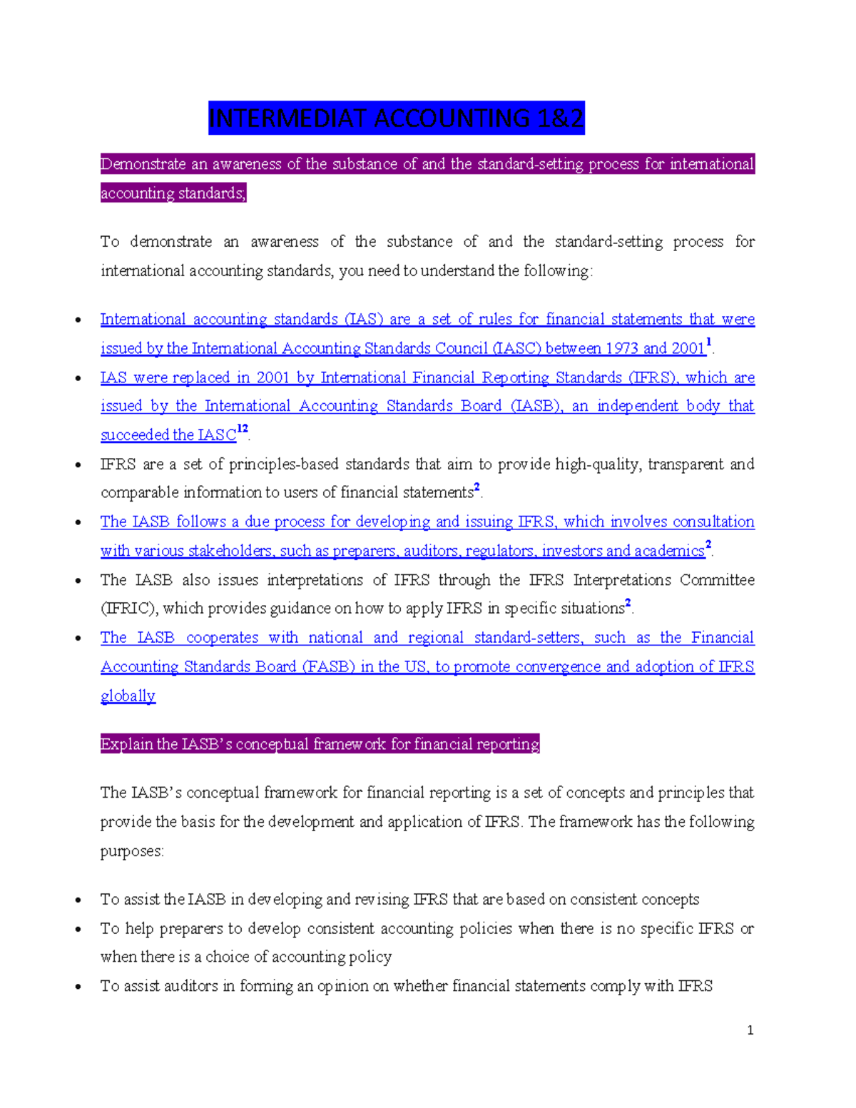 Intermediat Accounting 1&2 - INTERMEDIAT ACCOUNTING 1& Demonstrate an ...