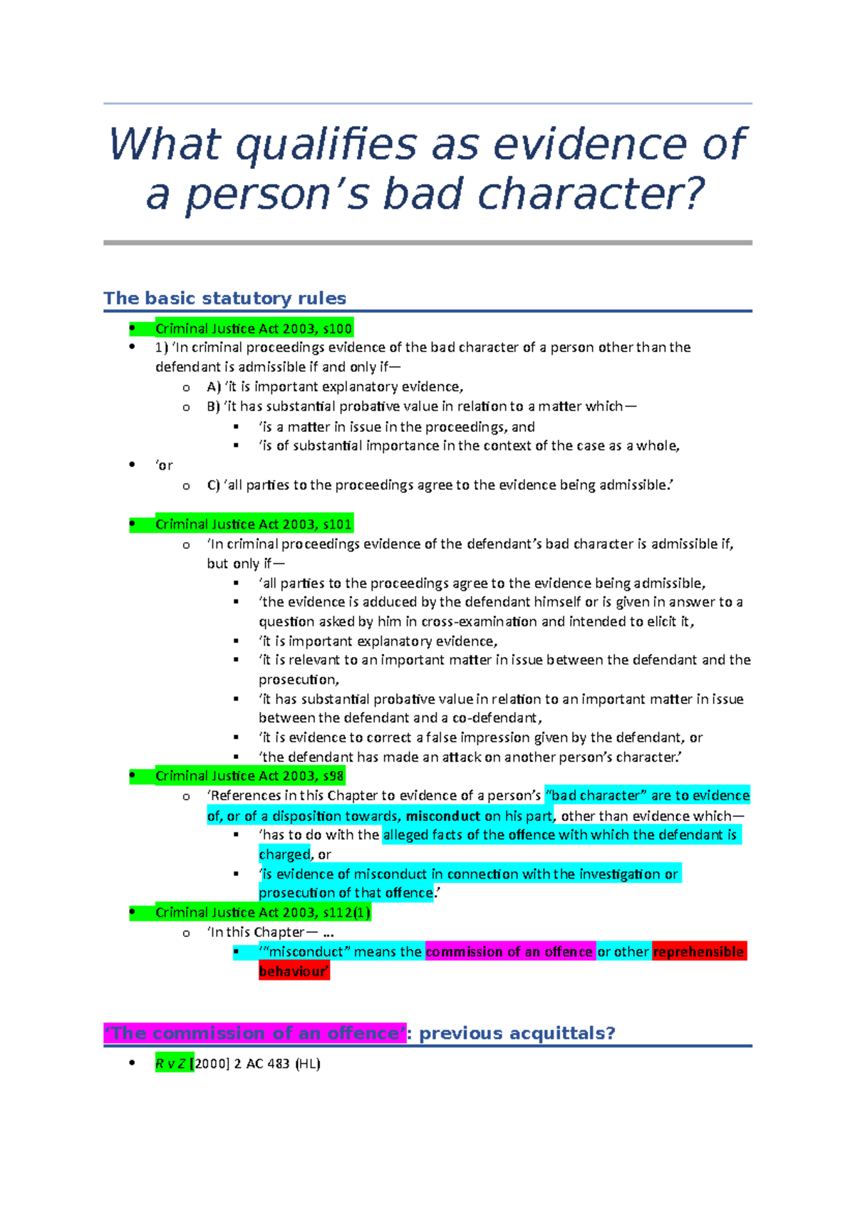 2) What qualifies as evidence of a person’s bad character - What ...