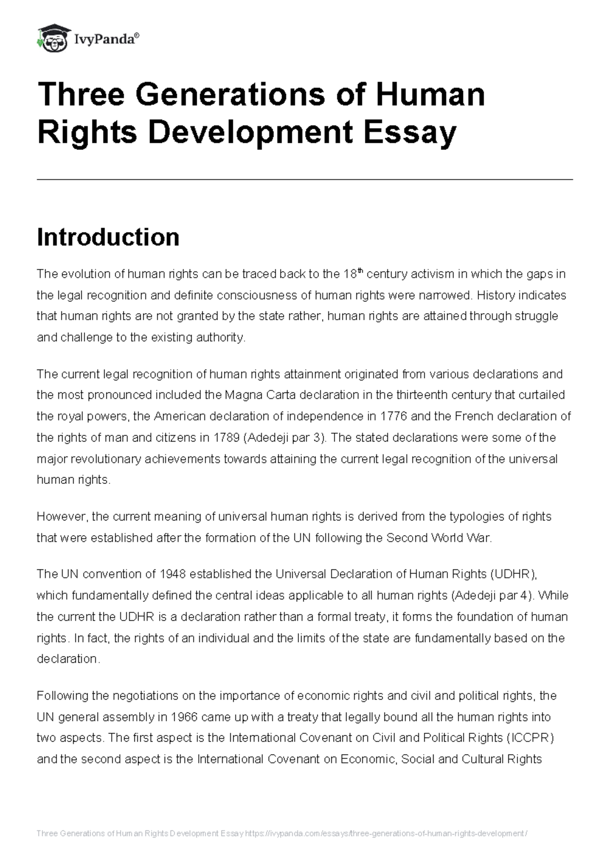 Three generations of human rights development - Three Generations of ...