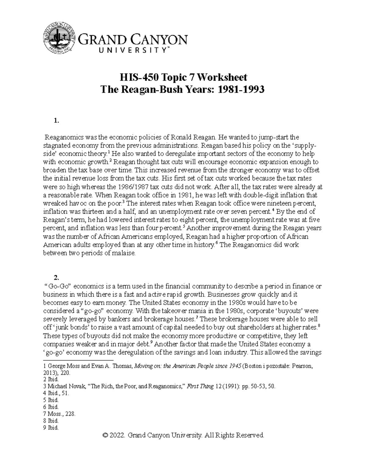 Reed HIS 450 T7 The Reagan Bush Years Worksheet - HIS-450 - GCU - Studocu