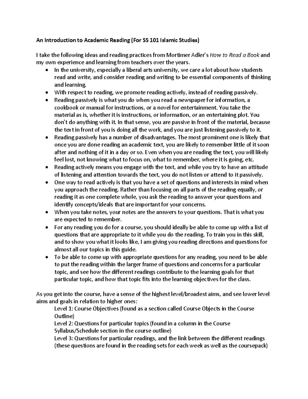 1 An Introduction to Academic Reading - In the university, especially a ...