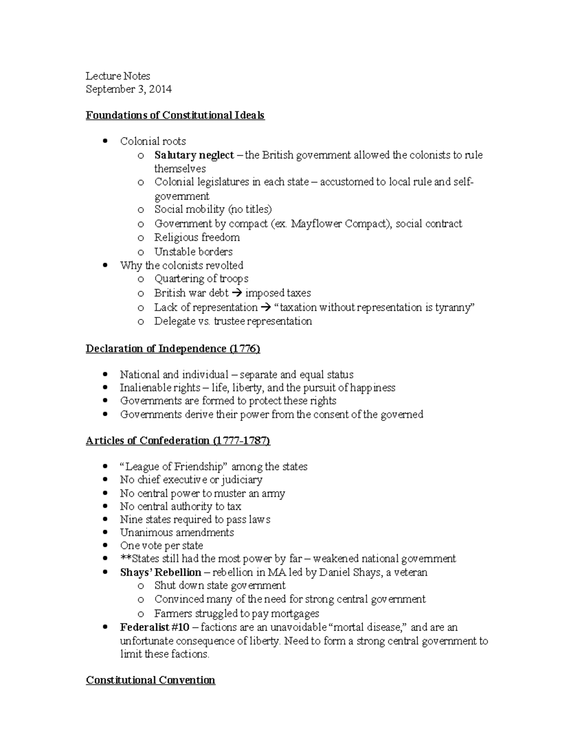 09-03 Lecture Notes - Lecture Notes September 3, 2014 Foundations of ...