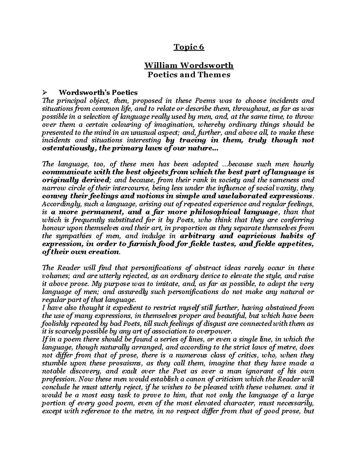 (6) William Wordsworth - Topic 6 William Wordsworth Poetics and Themes ...