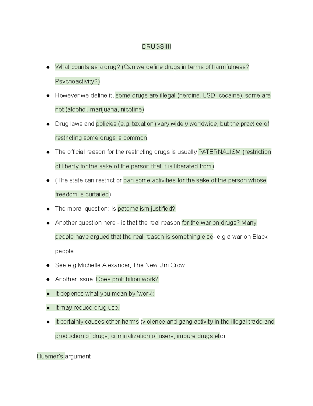 Phil 4 Notes #3 - DRUGS!!!! What counts as a drug? (Can we define drugs ...