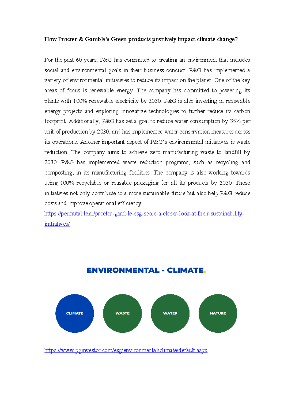 Proctor & Gamble’s - How Procter & Gamble’s Green products positively ...