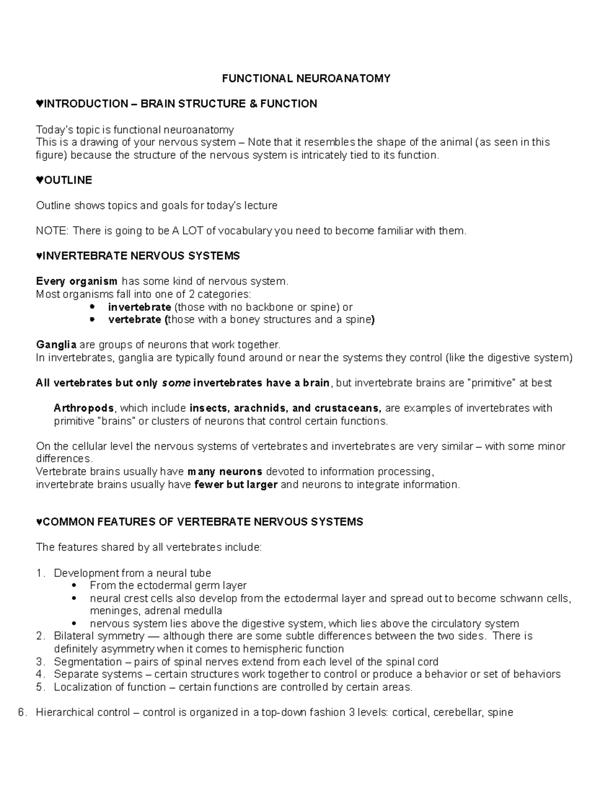 Notes for Module 1 part 1 (9 - FUNCTIONAL NEUROANATOMY INTRODUCTION ...