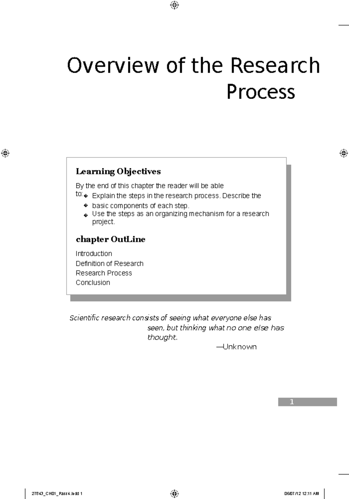 Reseach overview - Lecture notes 1 - Overview of the Research Process ...