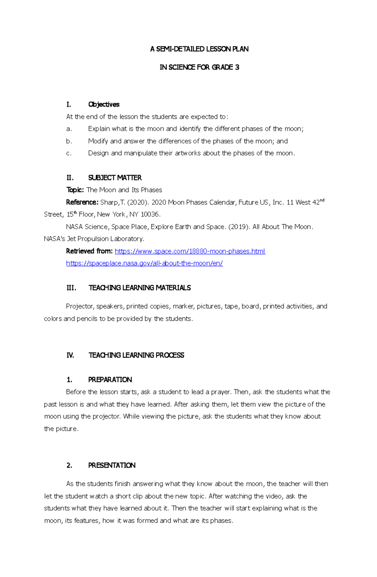 A SEMI - lesson plan - A SEMI-DETAILED LESSON PLAN IN SCIENCE FOR GRADE ...