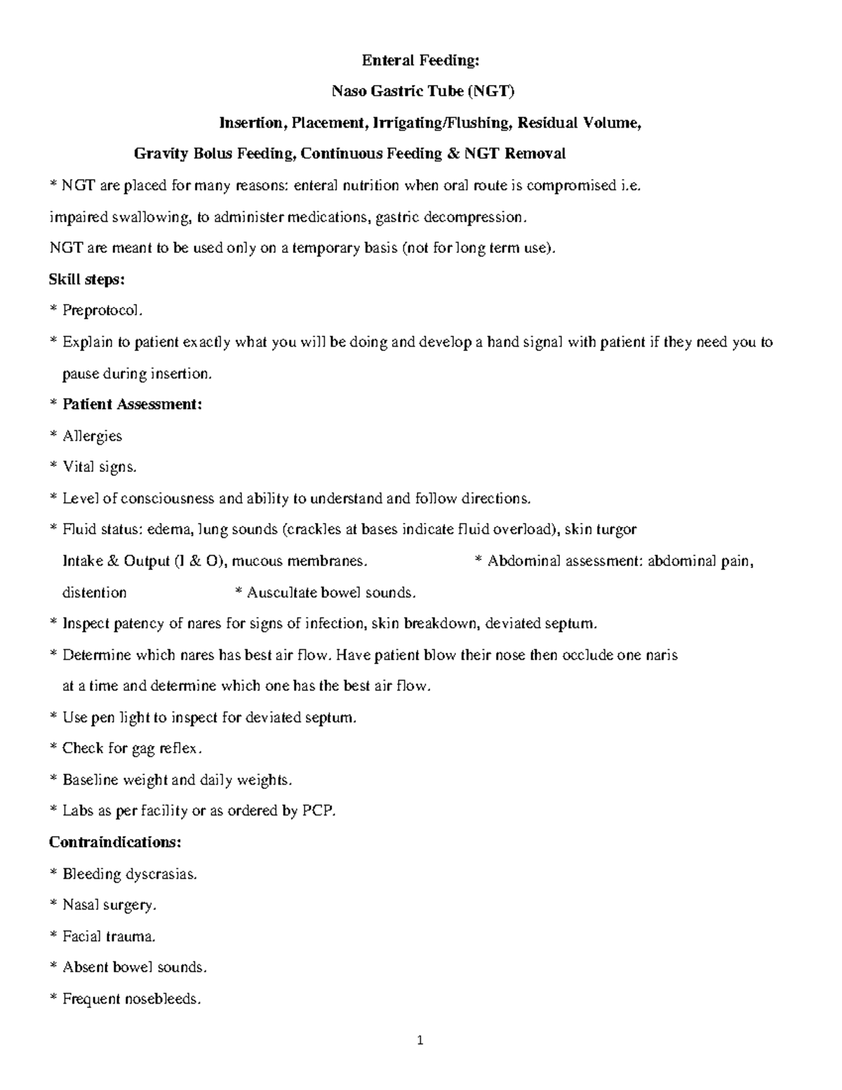 Enteral Feeding - Enteral Feeding: Naso Gastric Tube (NGT) Insertion ...