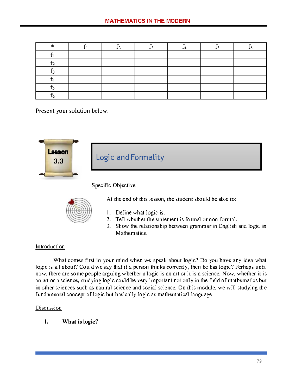 Logic & Formality -545190250 - WORLD * f1 f2 f3 f4 f5 f f f f f f f Present your solution below ...