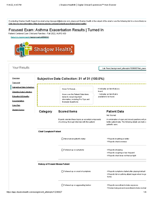 Shadow Health Postpartum Care Documentation - 10/9/22, 6:36 PM | Shadow ...