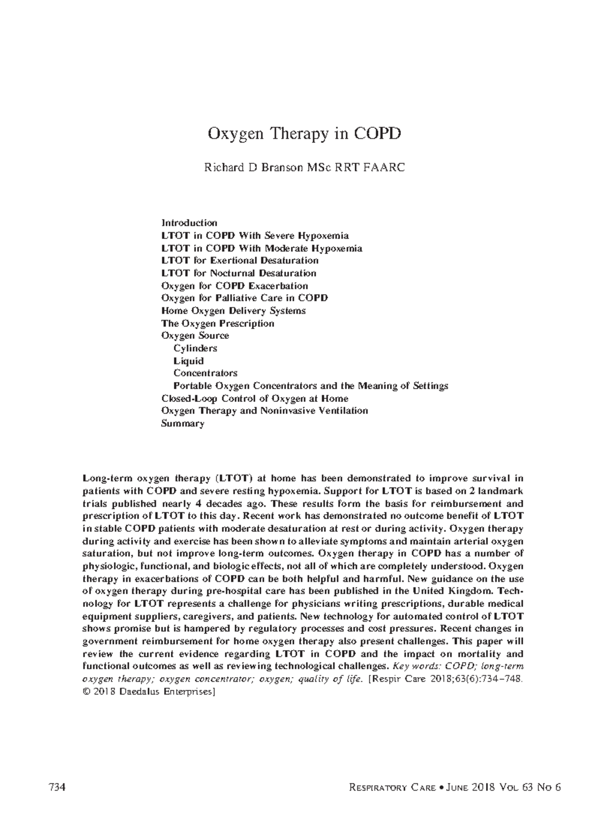 Oxygen - oxy therapy - Richard D Branson MSc RRT FAARC Introduction ...