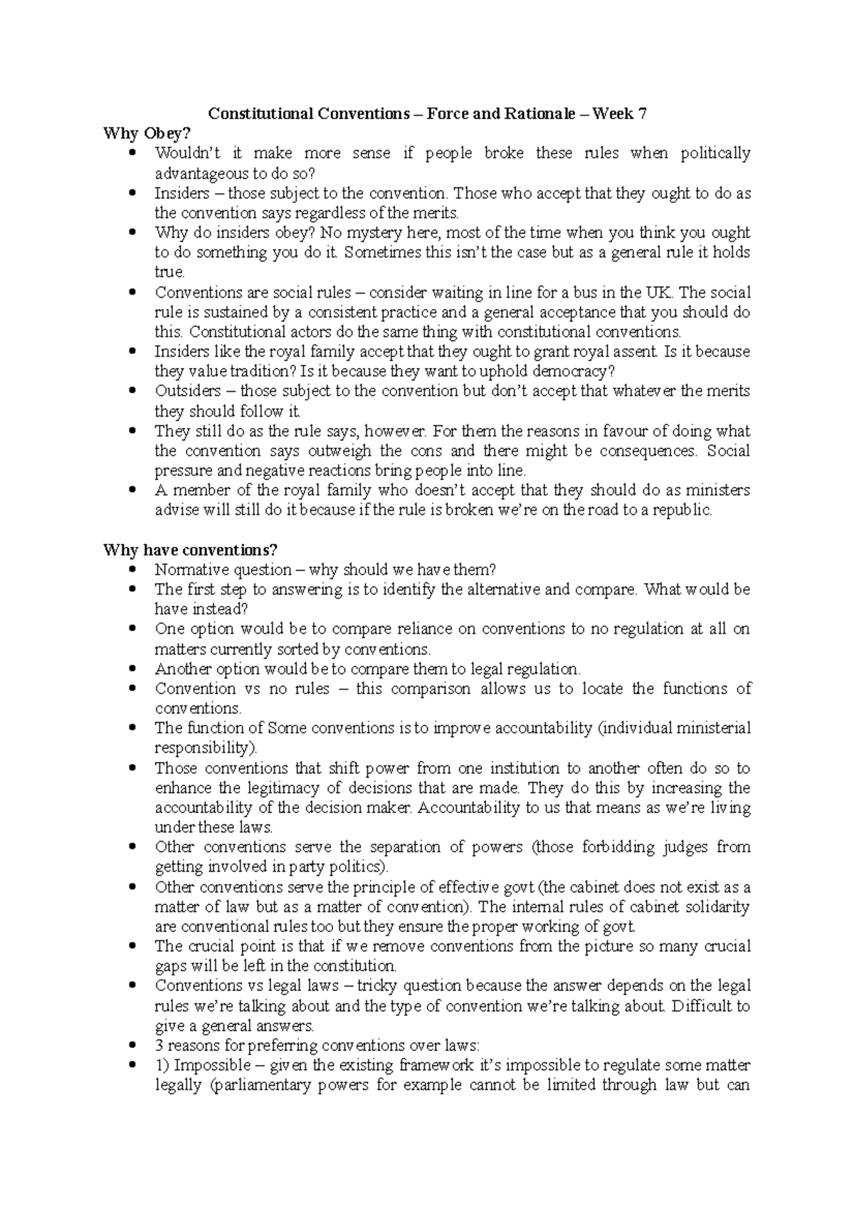 Wk 7 Constitutional conventions revision - Constitutional Conventions ...