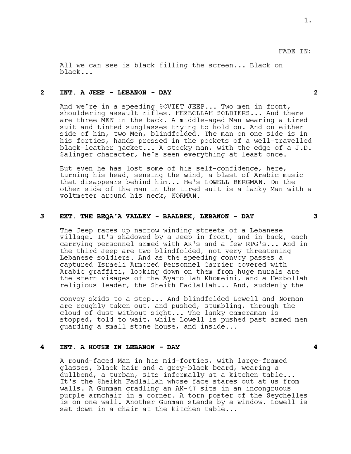 The Insider - Movie script - FADE IN: All we can see is black filling ...