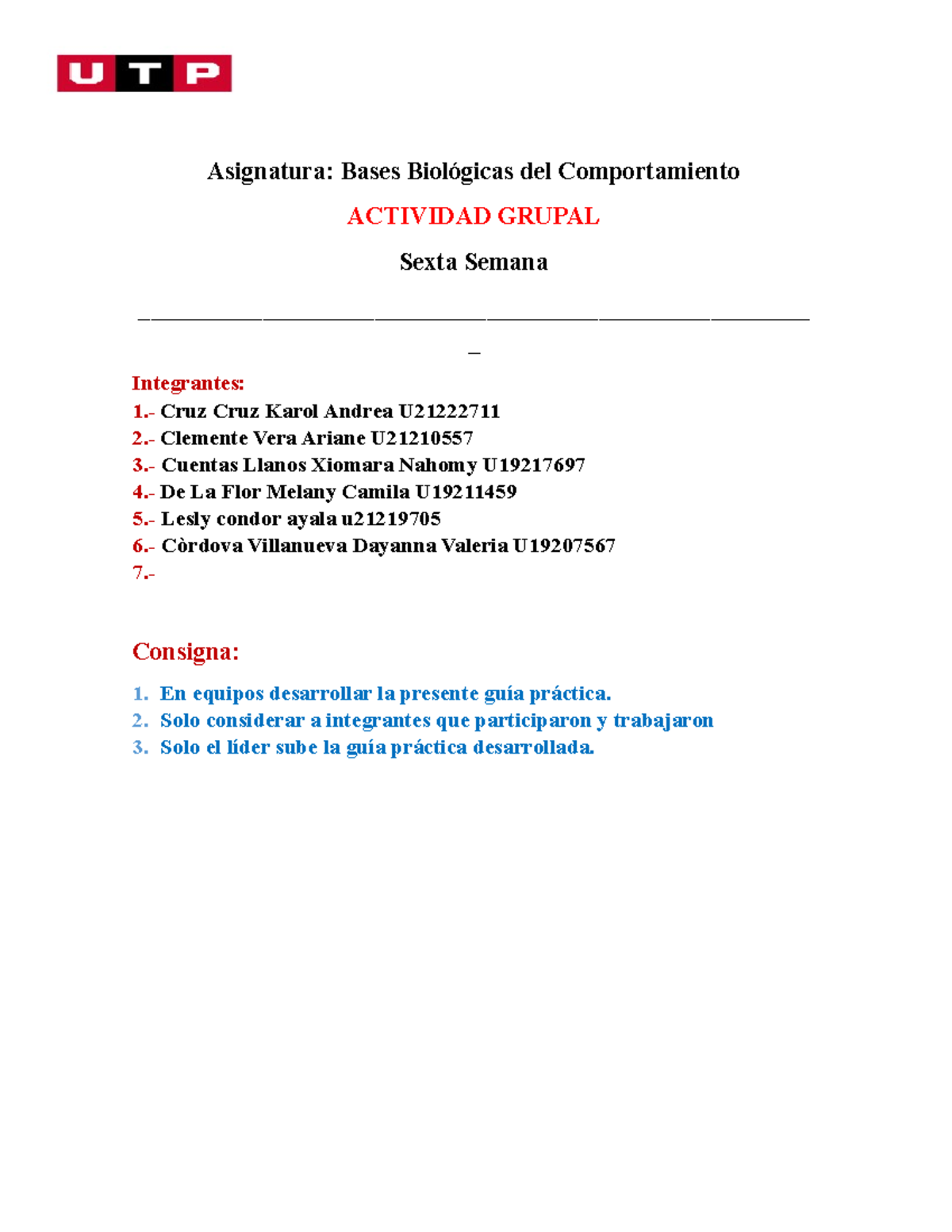 Práctica N°6 Actividad grupal - Psicología del Desarrollo II - UTP - Studocu