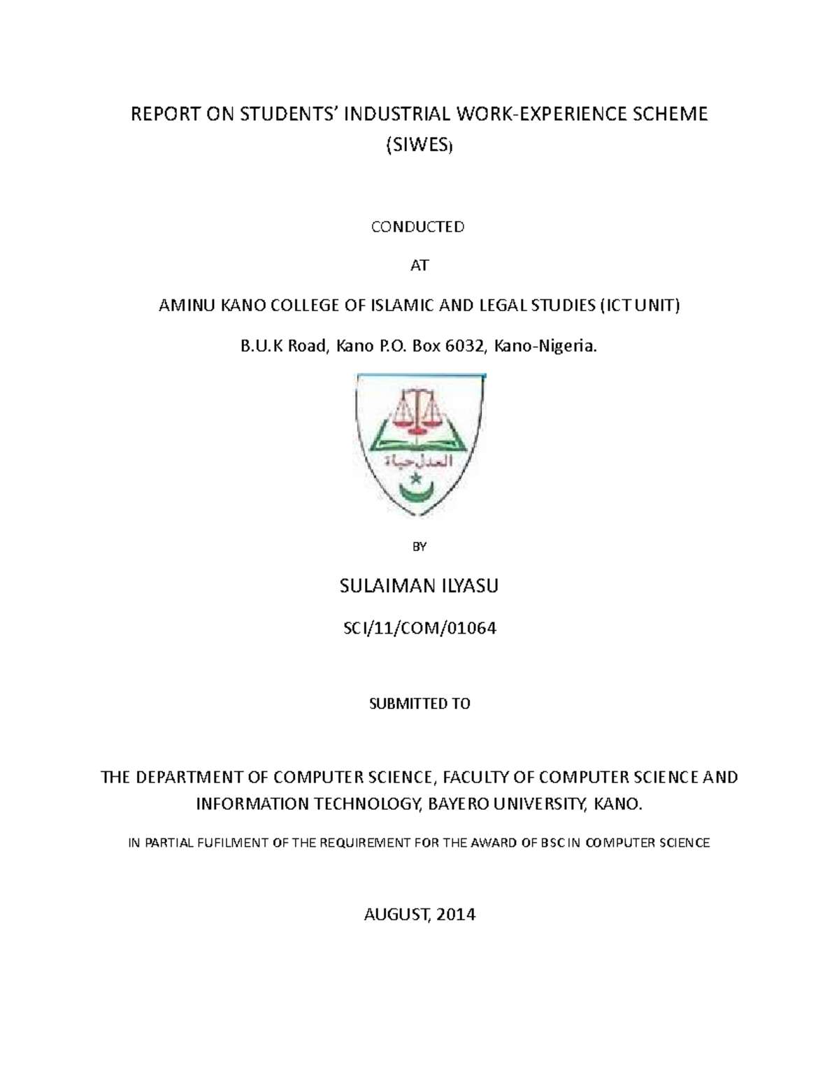 Report ON Students Industrial WORK Exper - REPORT ON STUDENTS ...