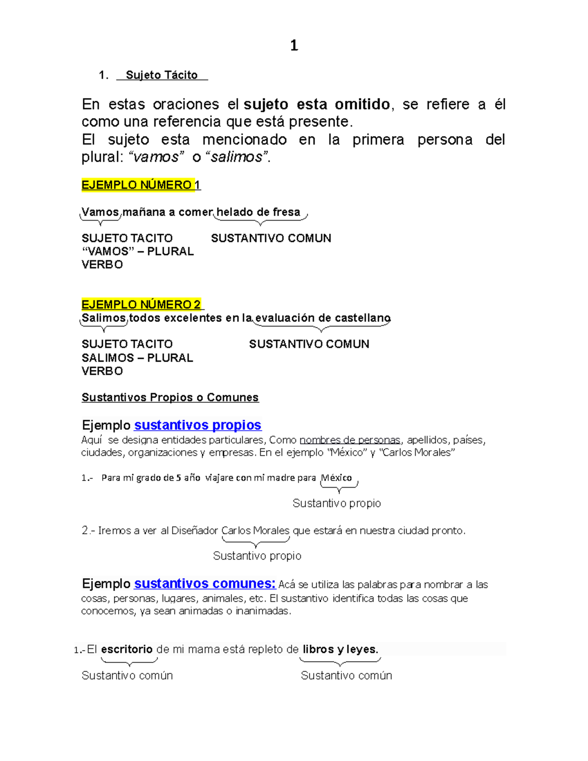 Sujetos, adjetivos, verbos - ####### 1. Sujeto Tácito En estas ...