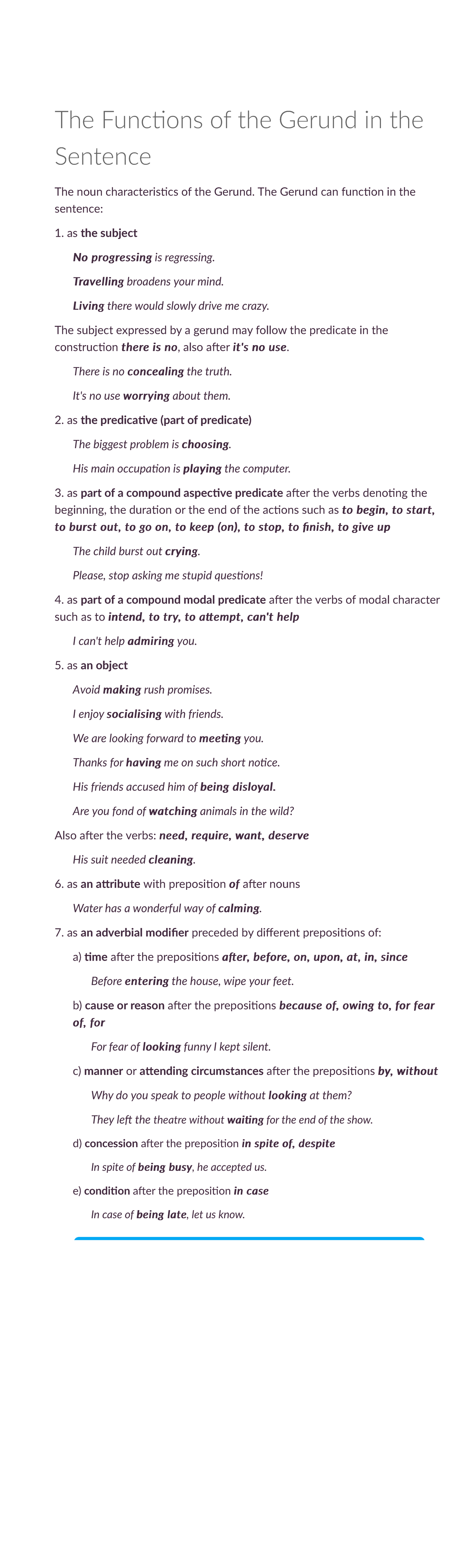 The Functions of the Gerund in the Sentence - The Func!ons of the ...