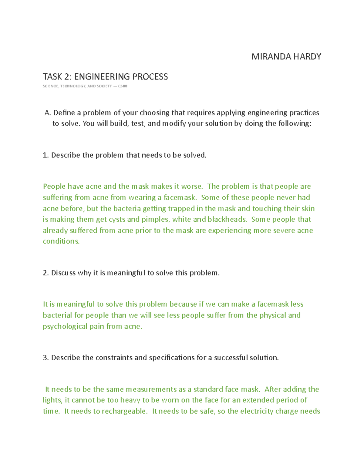 Science, Technology, and Society – C388 Task 2 - MIRANDA HARDY TASK 2 ...