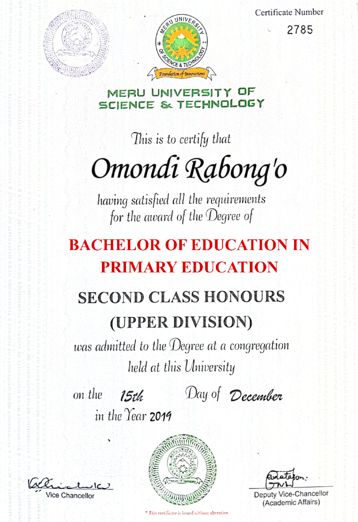 Rabongo Meru - Certificate that can be edited - Certificate Number MERU ...