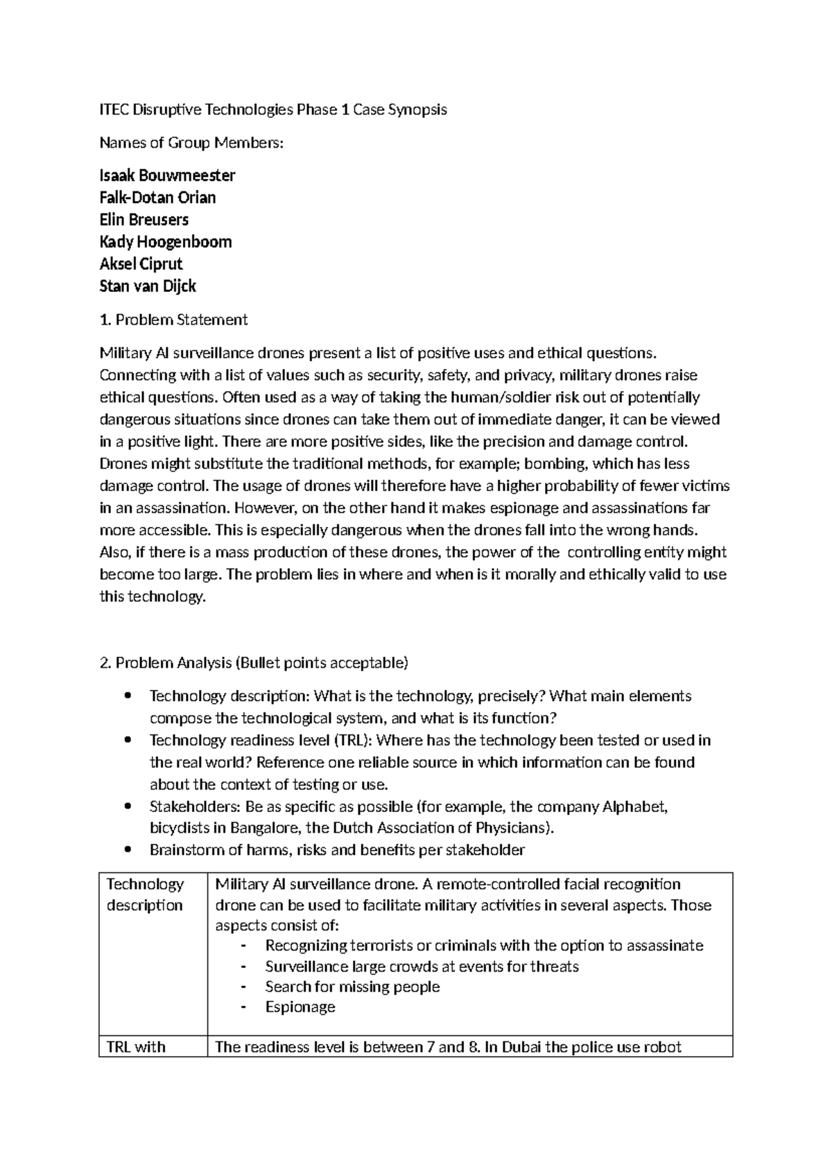 ITEC sketch - Voorbeeld opzet project - ITEC Disruptive Technologies ...