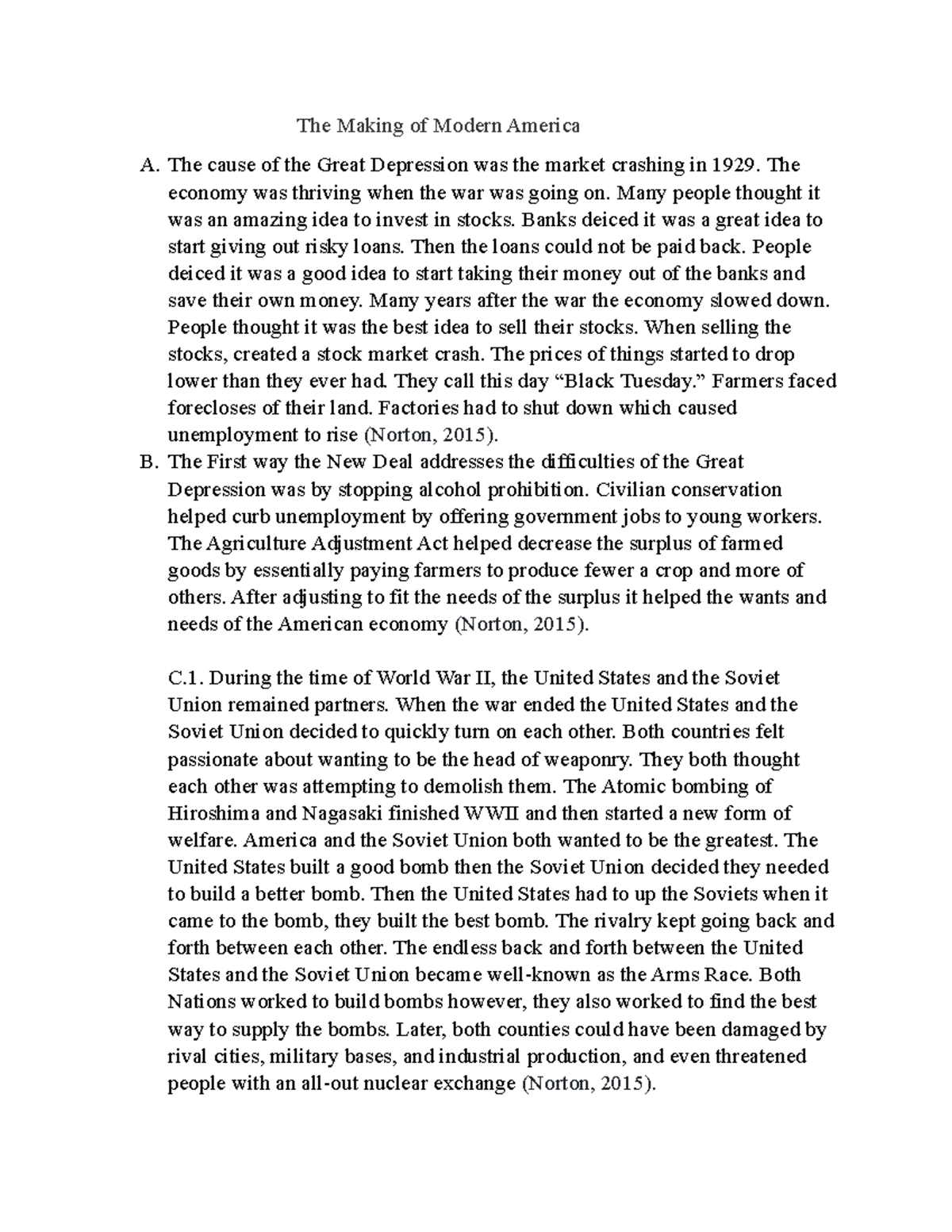 The Making of Modern America Task 4 - The Making of Modern America A ...