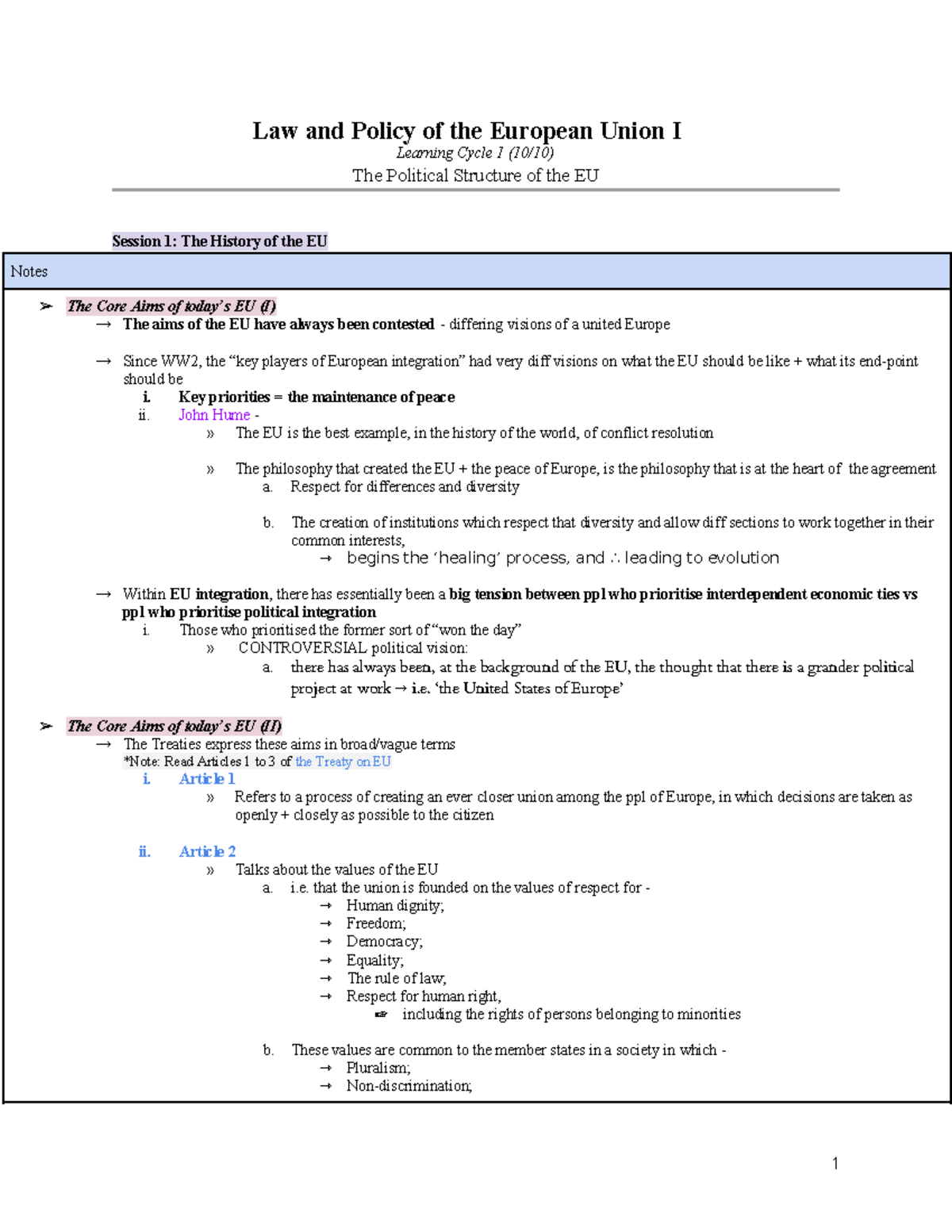 LC1 The Political Structure of the EU - Law and Policy of the European ...