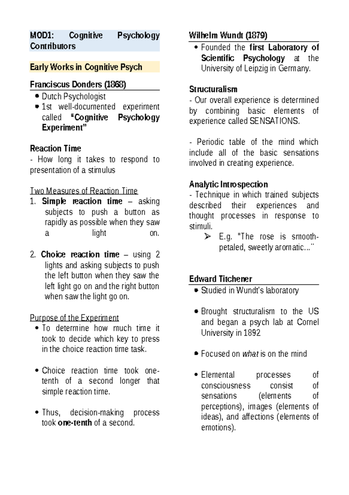 MOD1-Cog Psy - Cognitive Psychology Notes - MOD1: Cognitive Psychology ...