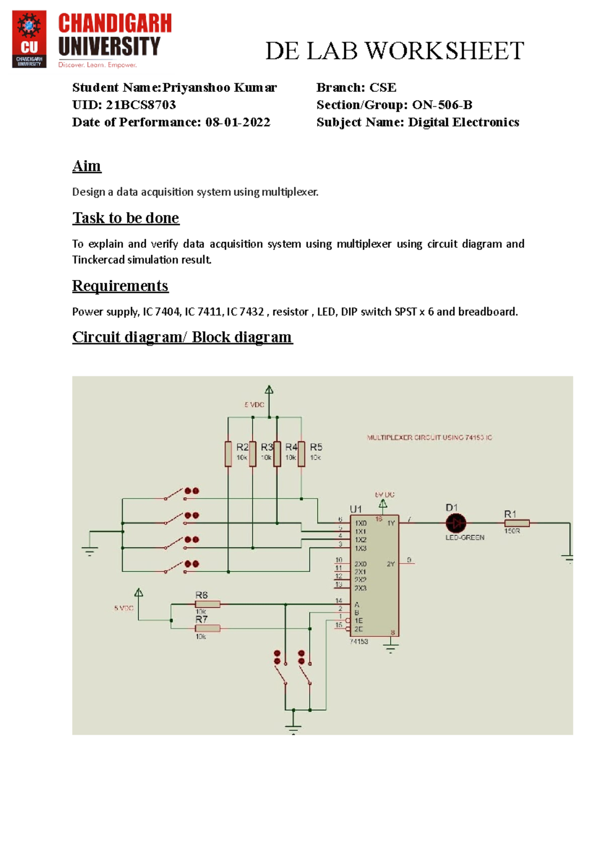 Worksheet 2.3 cse computer science laser - DE LAB WORKSHEET Student ...