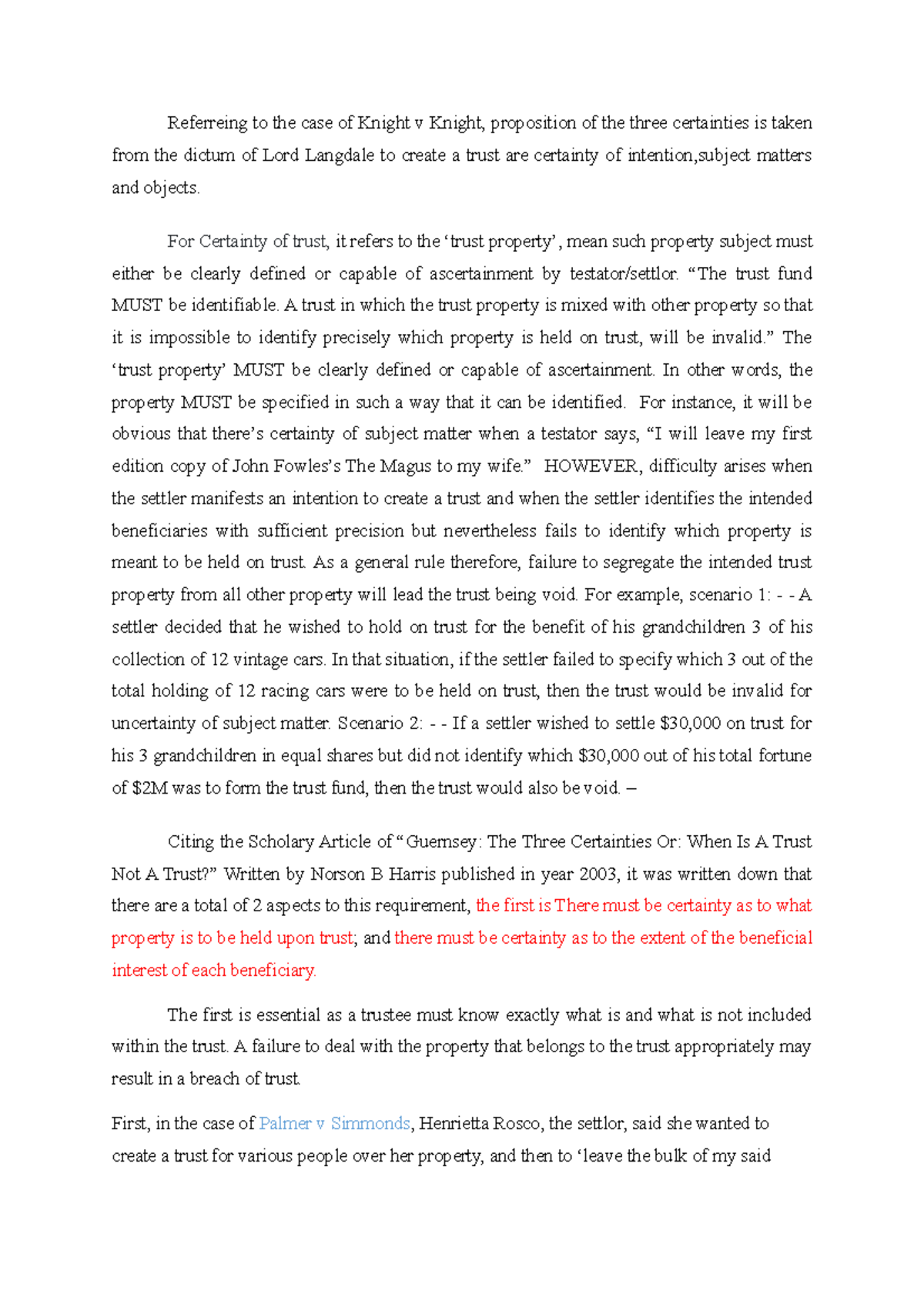 Tutorial 4 combined ver - Referreing to the case of Knight v Knight ...