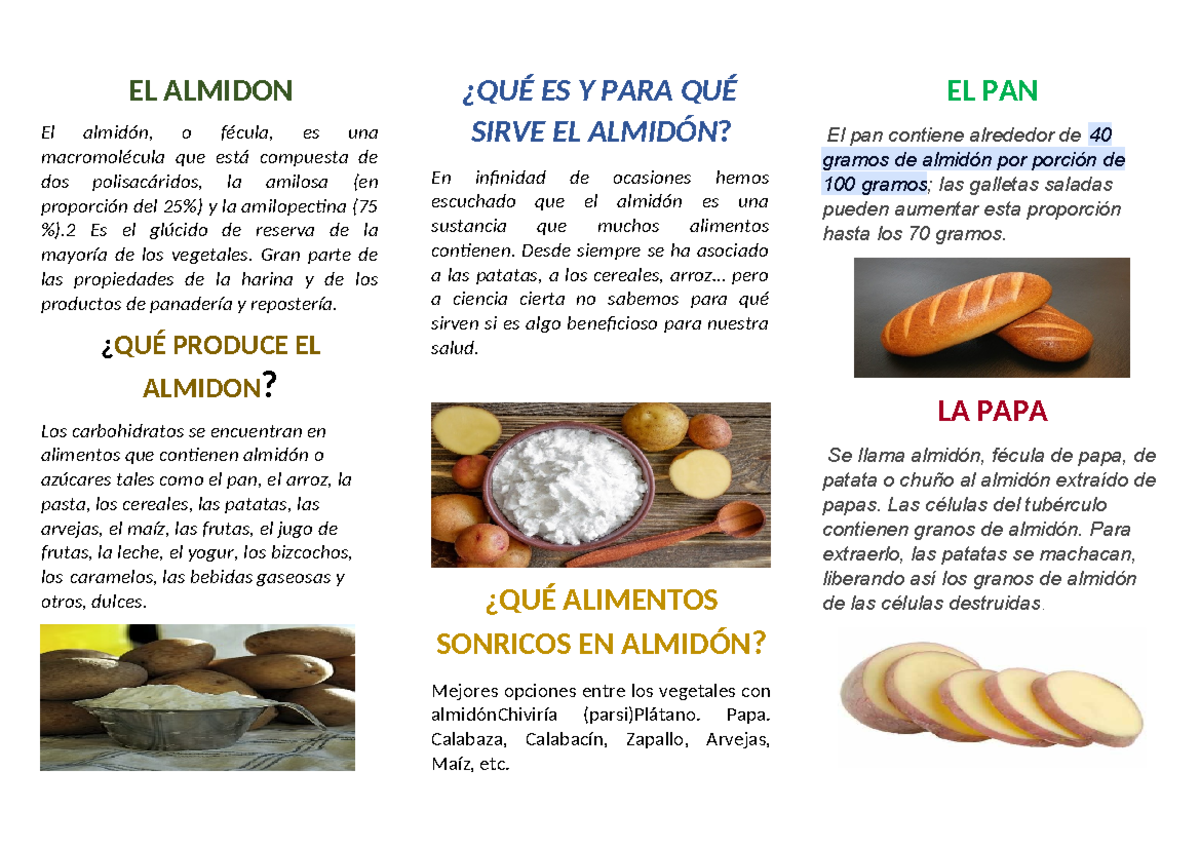 EL Almidon - gia - EL ALMIDON El almidón, o fécula, es una ...