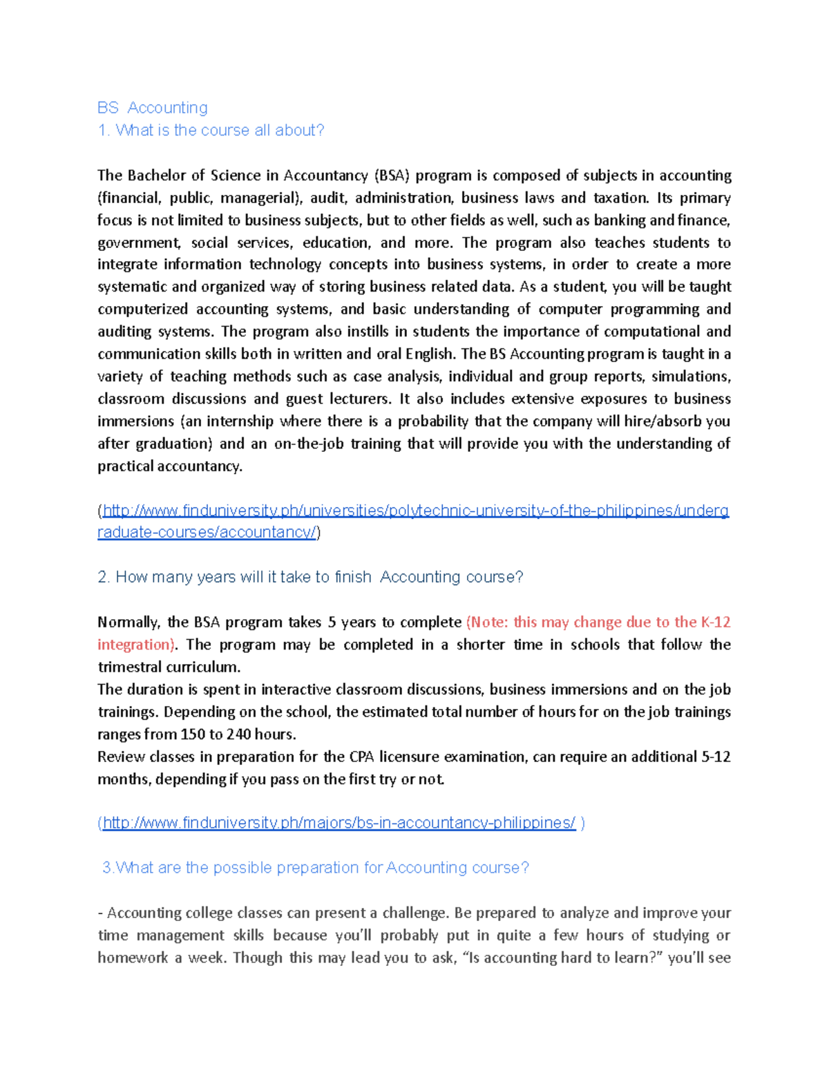 BS Accounting - BS Accounting What is the course all about? The ...