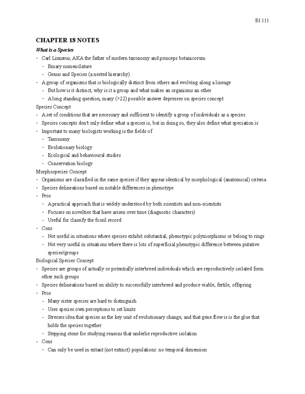BI 111 Chapter 18 - ch 18 notes - BI 111 CHAPTER 18 NOTES What is a ...