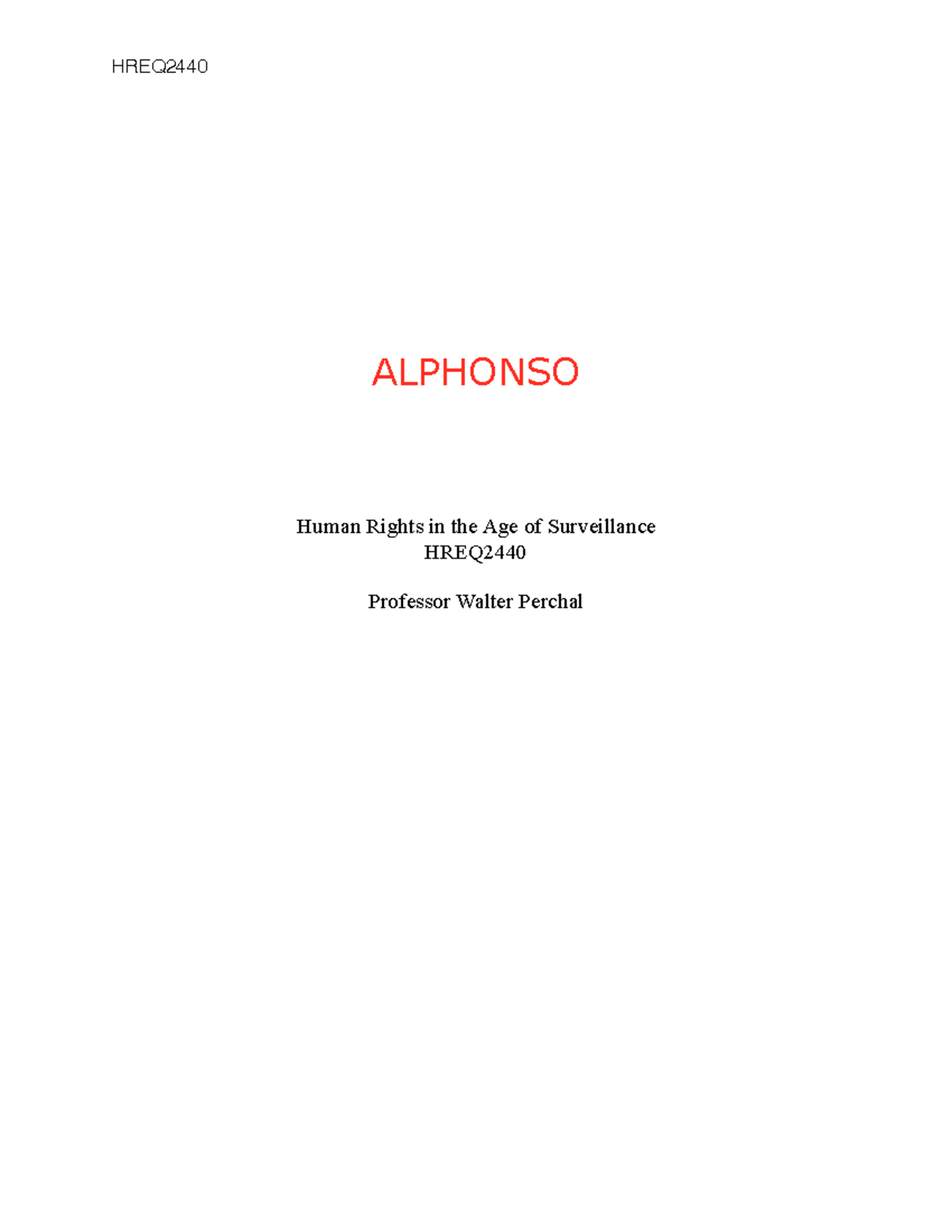 HREQ2440 Essay - Final Assignment of the term - ALPHONSO Human Rights ...