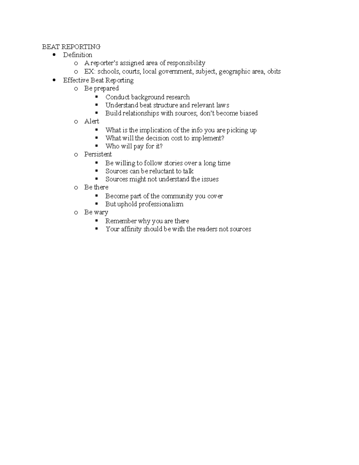 Chpt. 14 - Class Notes - Mwangi lecture over beat reporting. - BEAT ...