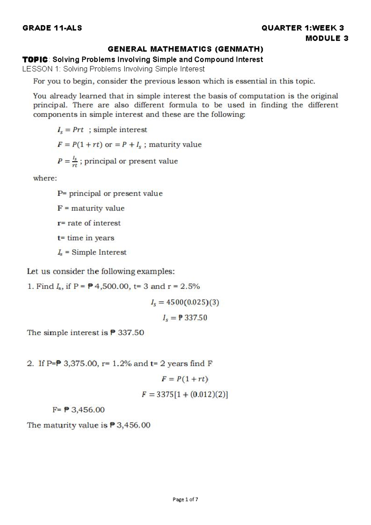 Genmath Q1 W3 - Genmath q1 w3 - GRADE 11-ALS QUARTER 1:WEEK 3 MODULE 3 ...