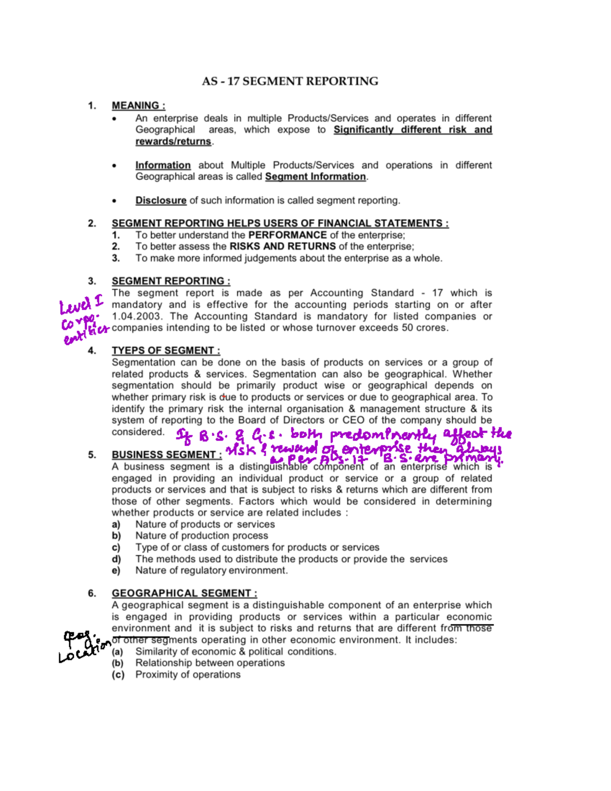 AS 17 - As 17 notes - ####### Level ####### I Corpo entities If B s GGs ...