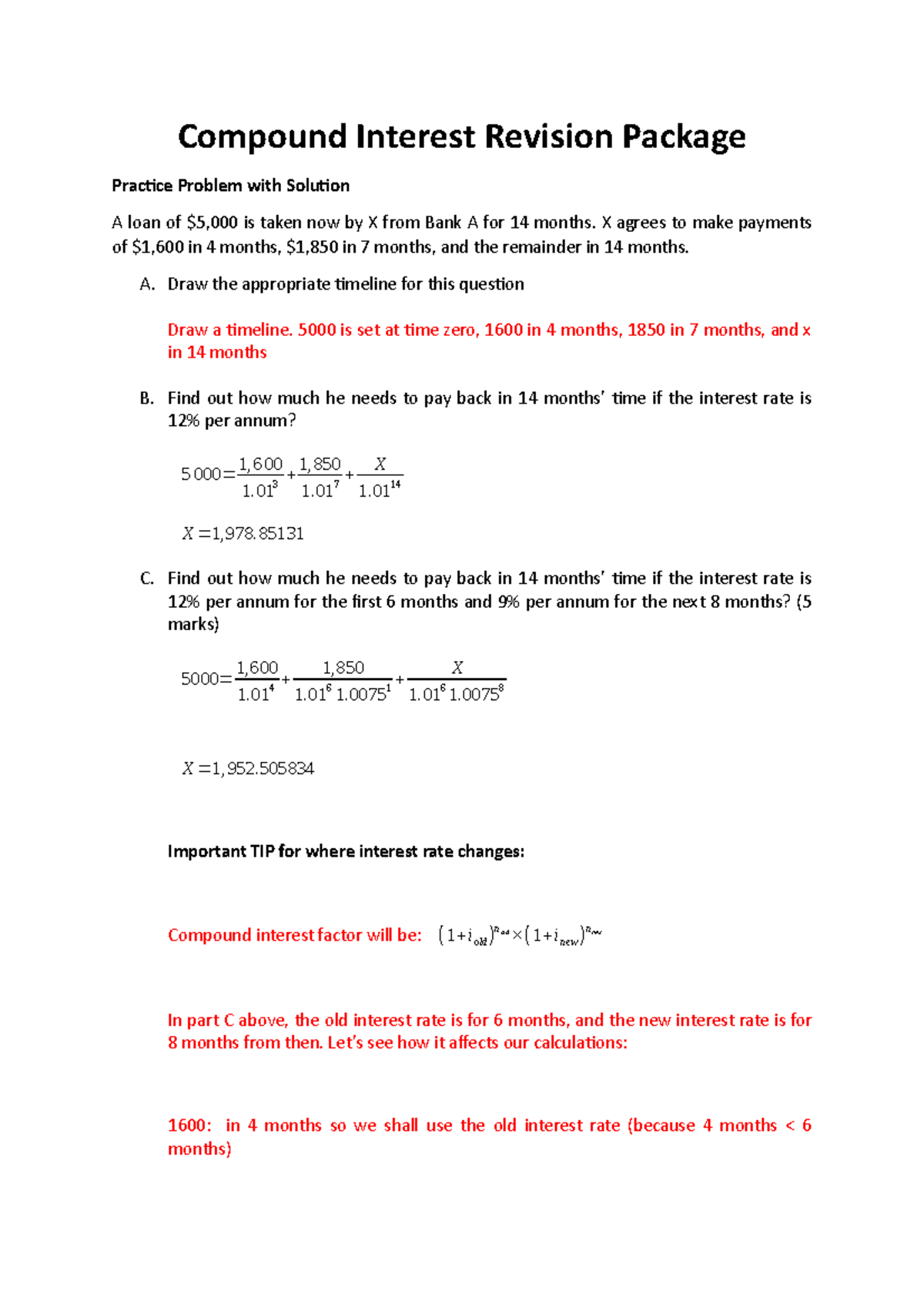 Compound Interest Revision Questions - Compound Interest Revision ...