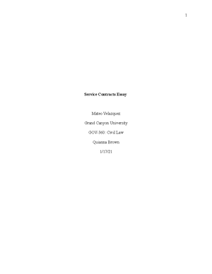 Service Contracts Essay Instructions - GOV-360: SERVICE CONTRACTS ESSAY INSTRUCTIONS I ...