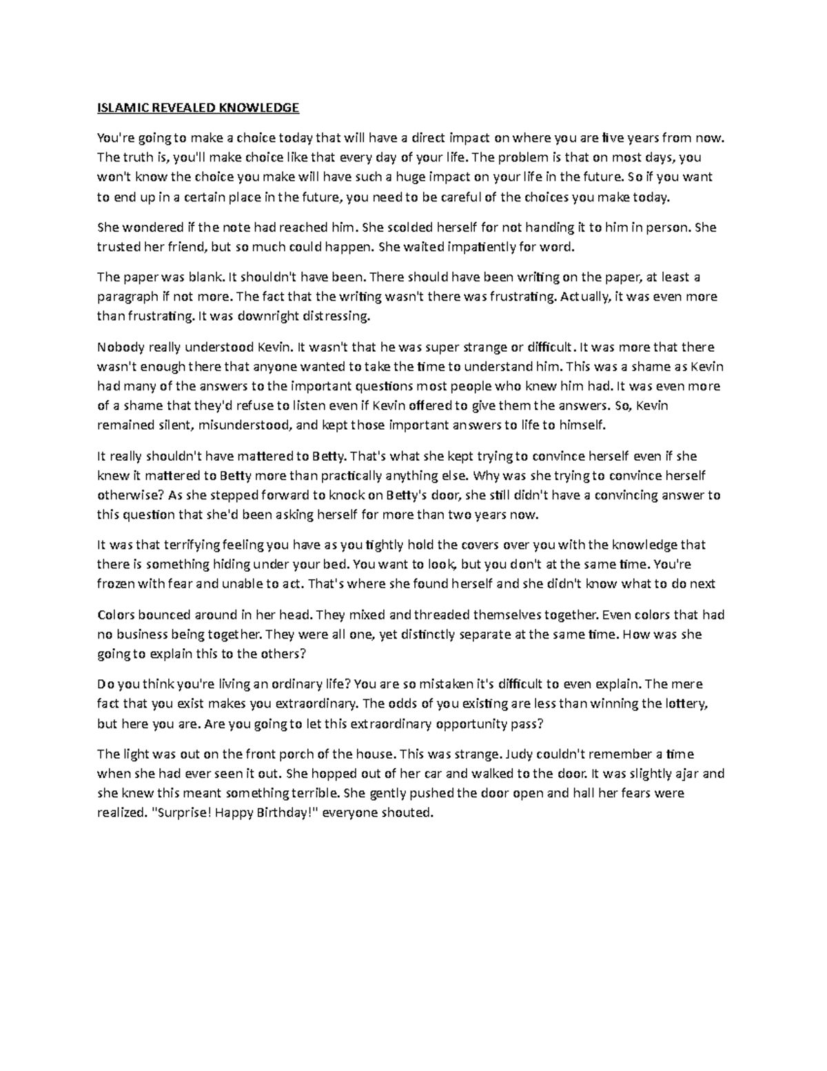 Islamic Revealed Knowledge - ISLAMIC REVEALED KNOWLEDGE You're going to ...