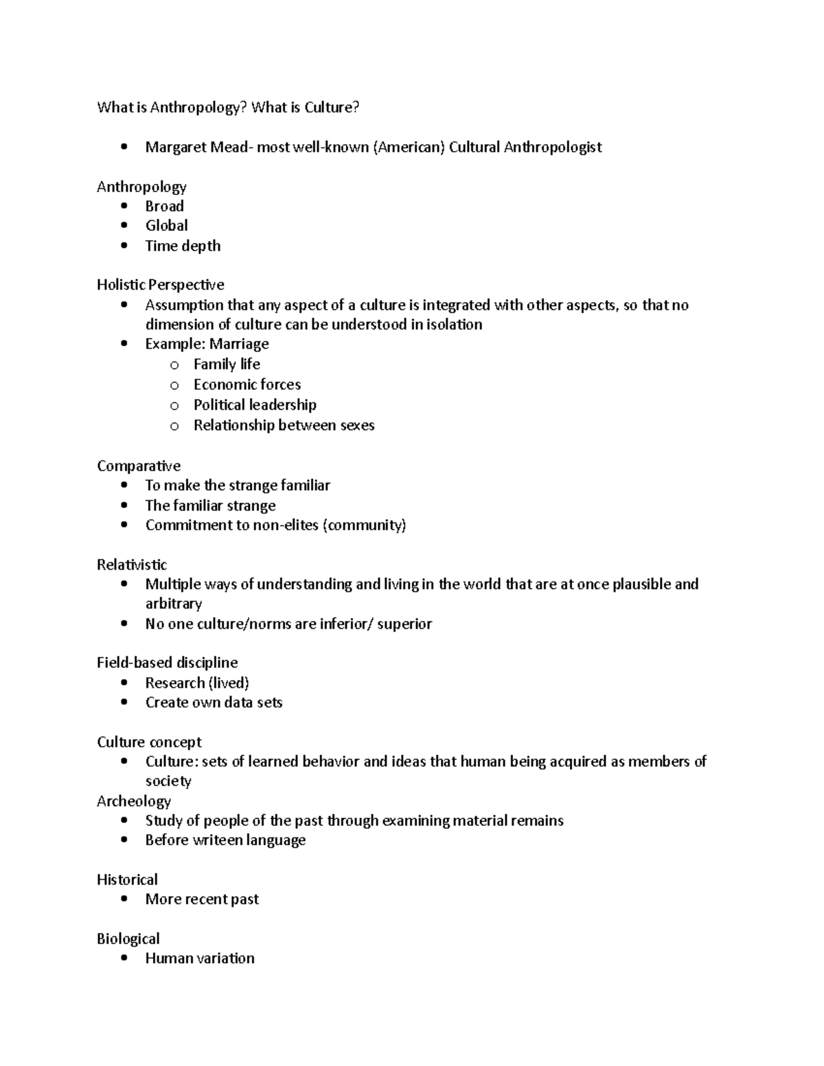 Tracey ANTH195 1 10 - What is Anthropology? What is Culture? Margaret ...