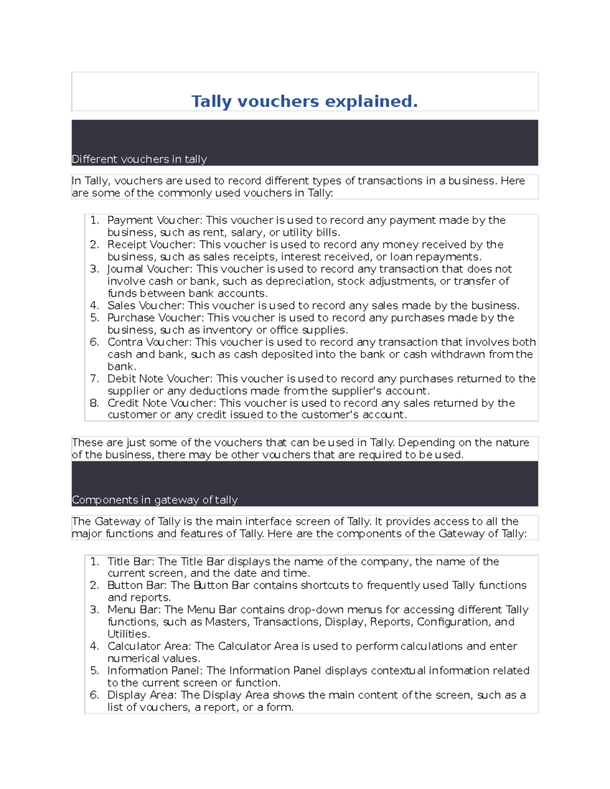 6-14 mrkrs - Cab notes study material - Tally vouchers explained ...