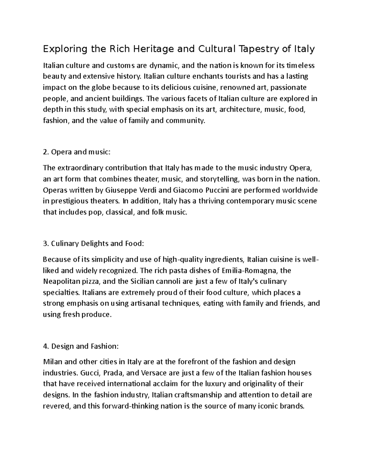 Exploring the Rich Heritage and Cultural Tapestry of Italy - Italian ...