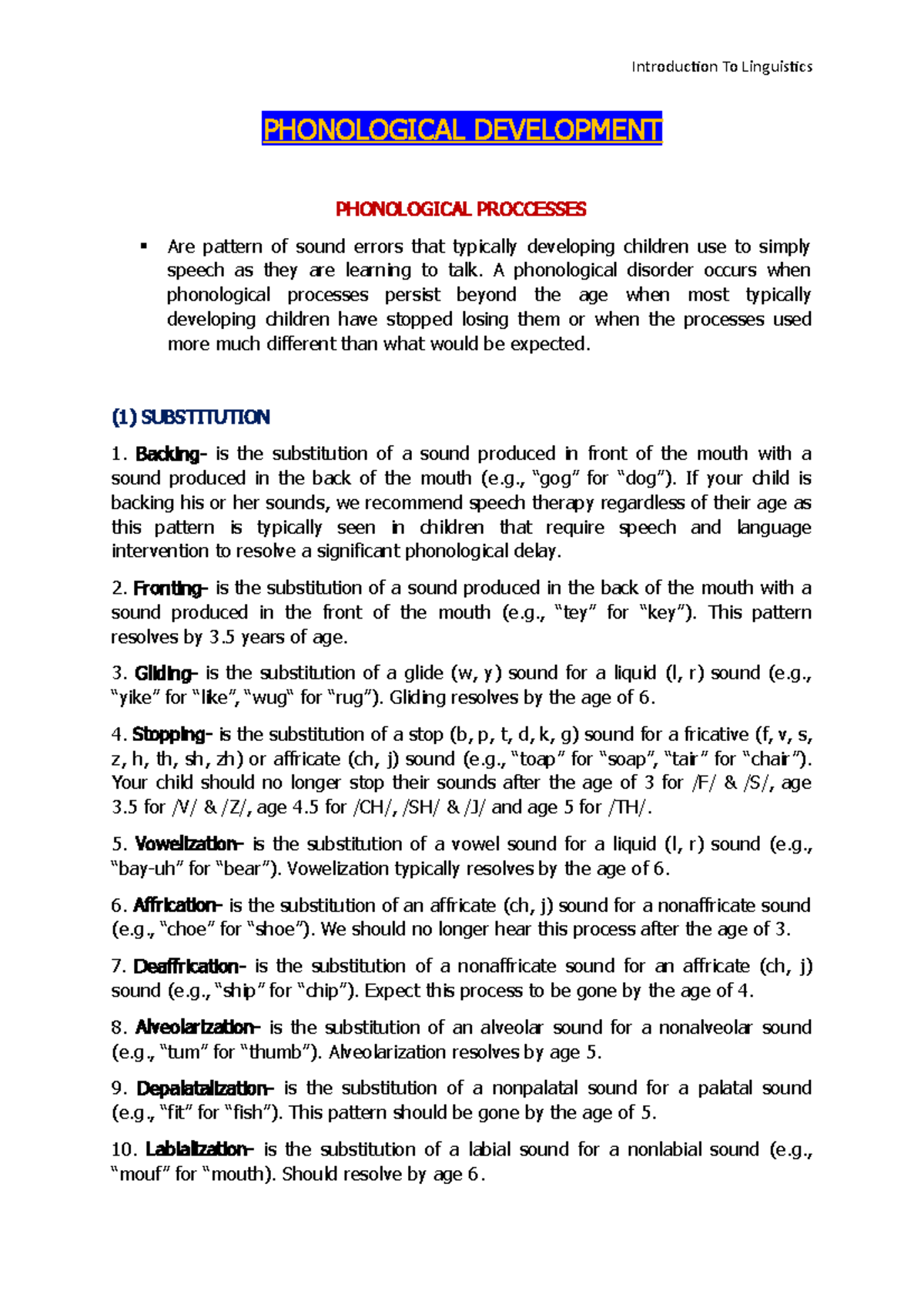Introduction To Linguistics Phonological Process - Introduction To ...