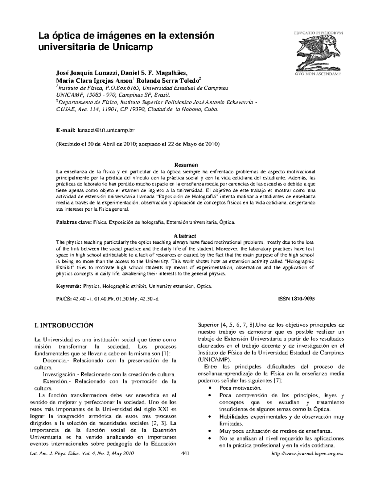 Modelo de Paper 01 Knbrpx - La óptica de imágenes en la extensión ...